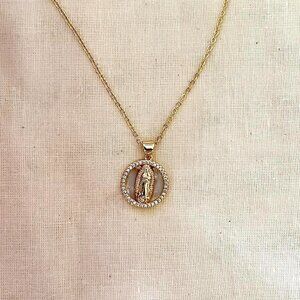 Accessories | Vintage Style Virgin Mary Gold Chain Stone Necklace ...